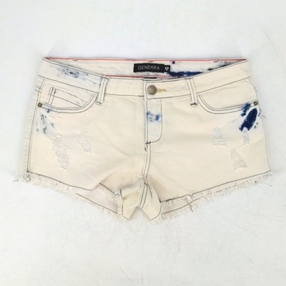 GENERRA | Shorts | Generra Acidwash White Blue Distress Pocket Denim ...